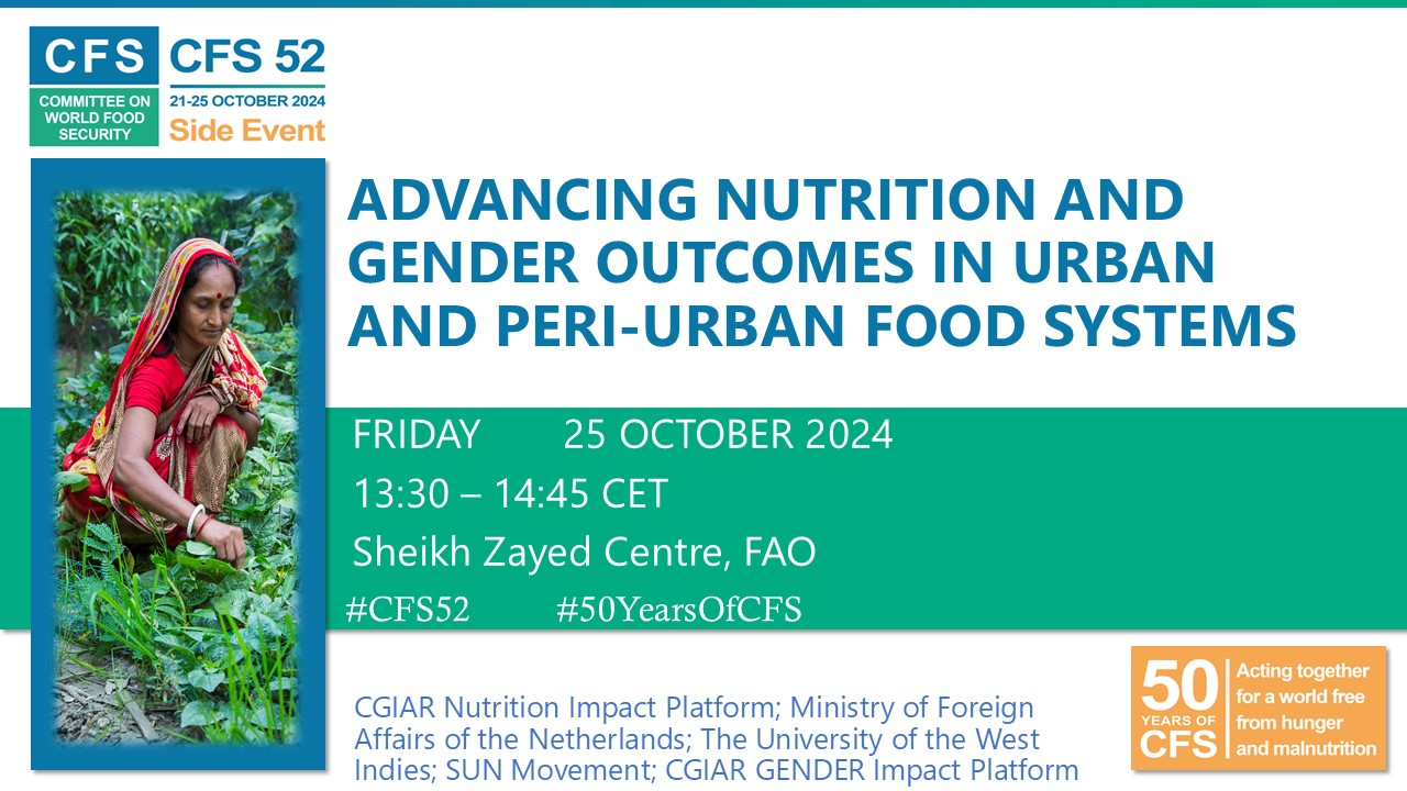 52nd Plenary Session of the Committee on World Food Security (CFS 52): Milestones in advancing ...
